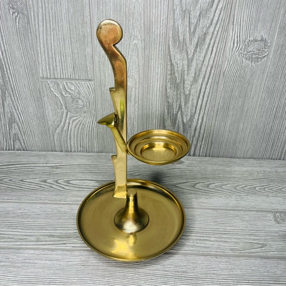 Vintage | Accents | Vintage Edo Period Japanese Brass Oil Lamp Stand ...